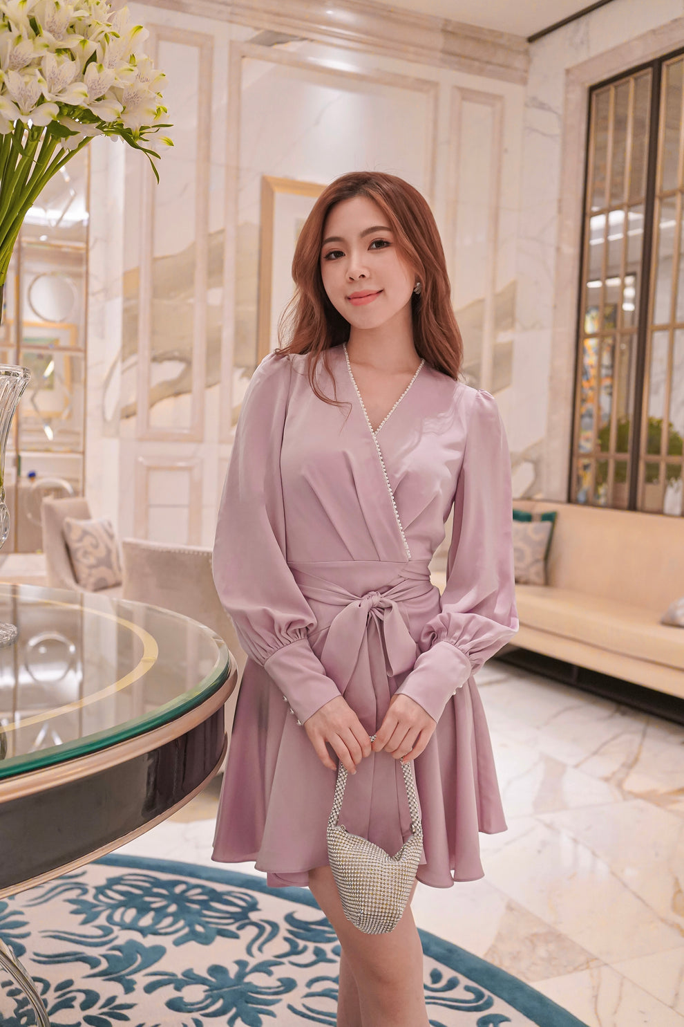 Purple silk pearl dress – KRUSH